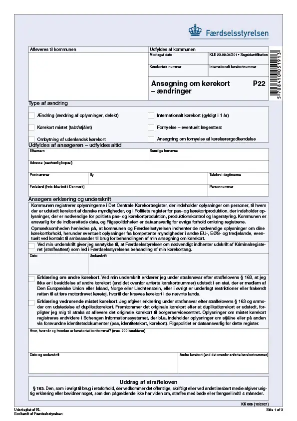 Ansøg om ændringer i kørekort